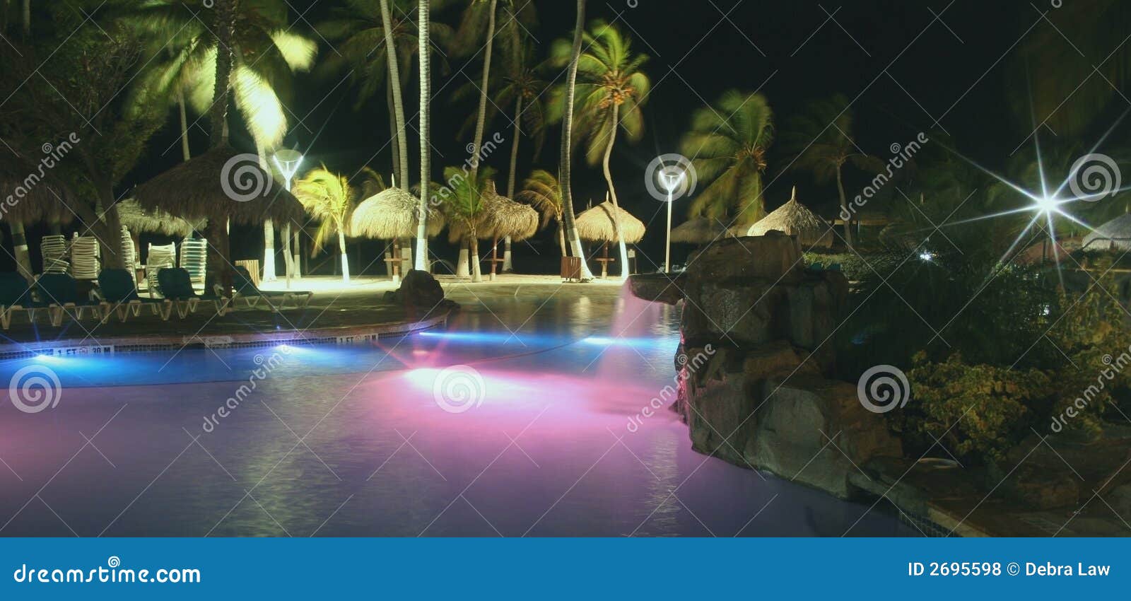 Tropical Pool at night stock photo. Image of summer, vacation - 2695598