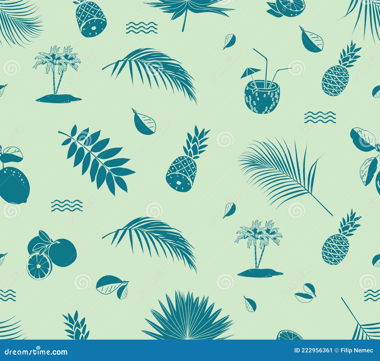 Tropical Print Design Palm Fruit Seamless Vector Pattern Stock Vector ...