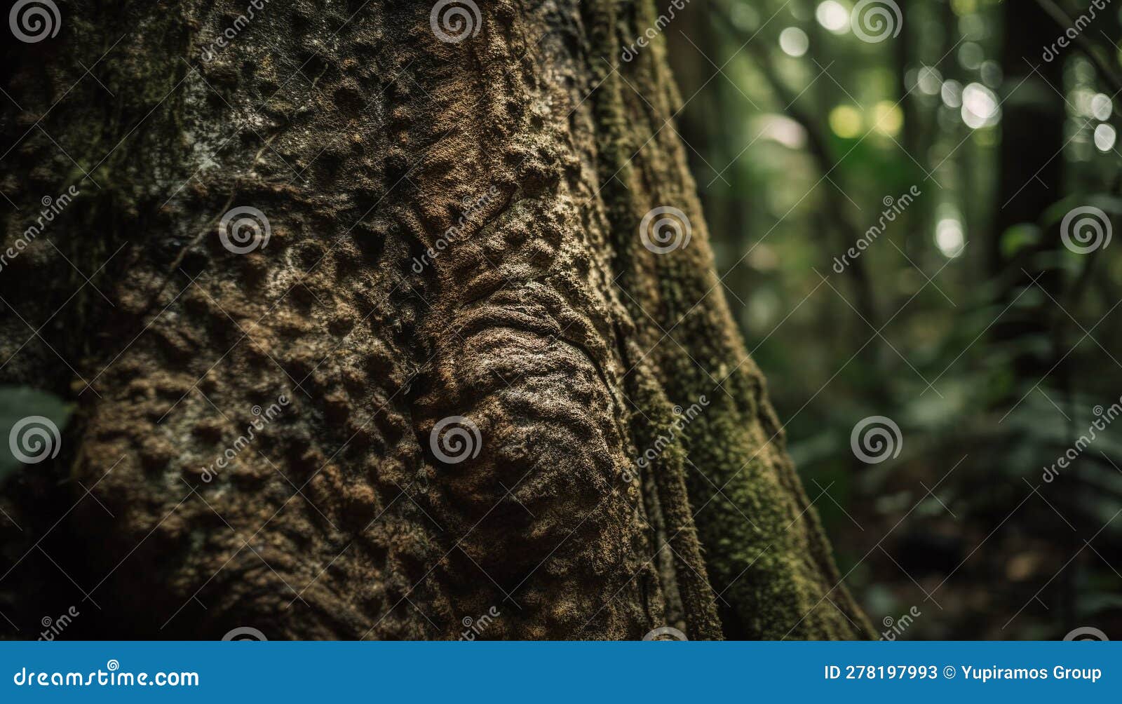 Tropical Rainforest Ancient Tree Branch, Endangered Reptile Generated ...