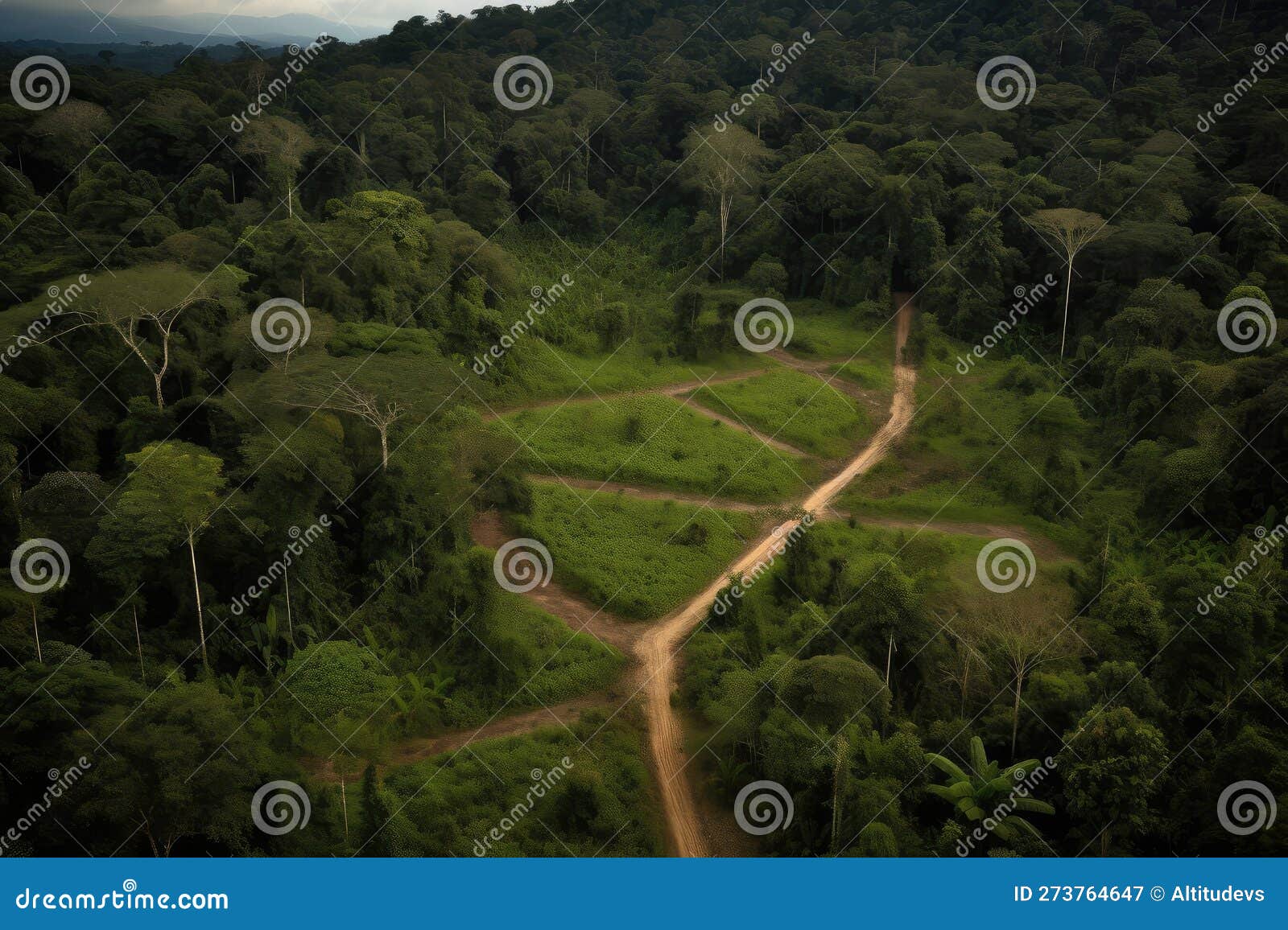 Tropical Rainforest with Clearings and Paths Created by Logging ...