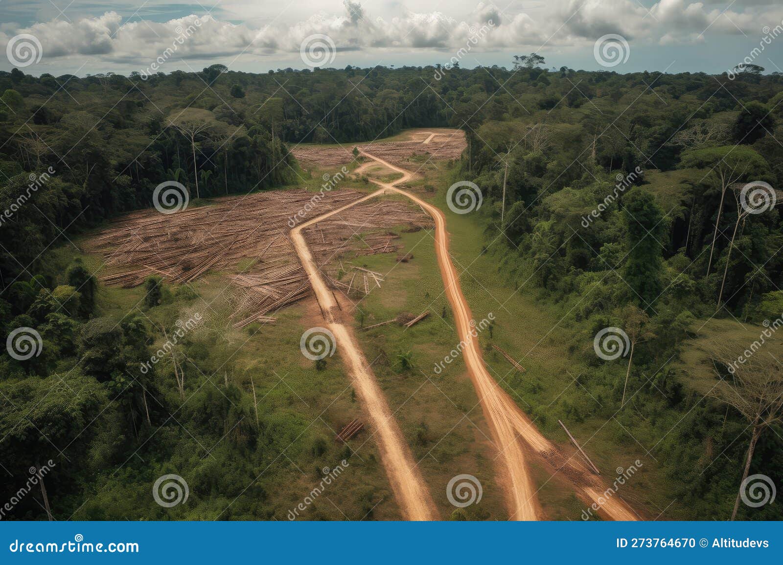 Tropical Rainforest with Clearings and Paths Created by Logging ...
