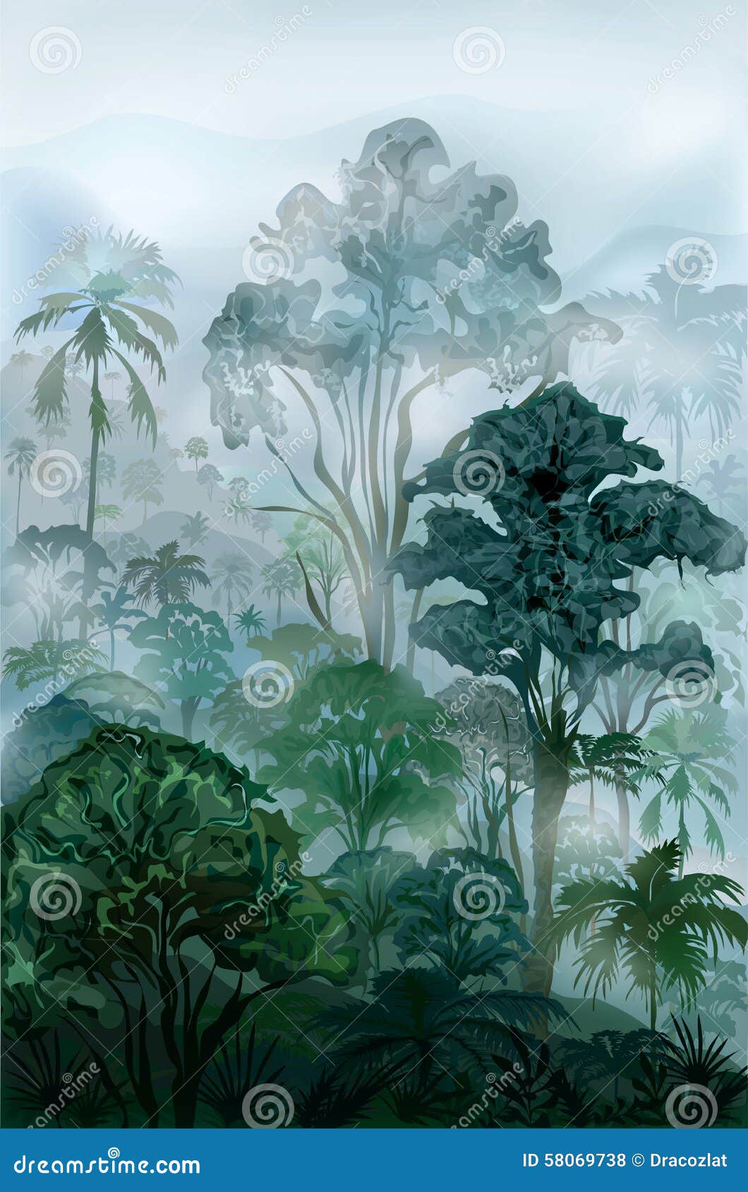 Tropical rainforest stock vector. Illustration of rain - 58069738