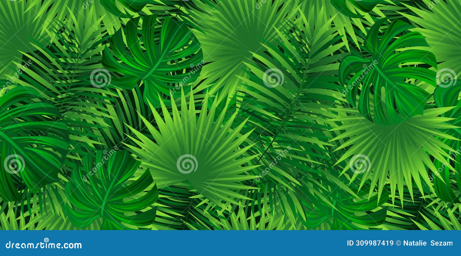 Tropical Rainforest Seamless Pattern. Amazon Foliage Repeated Vector ...