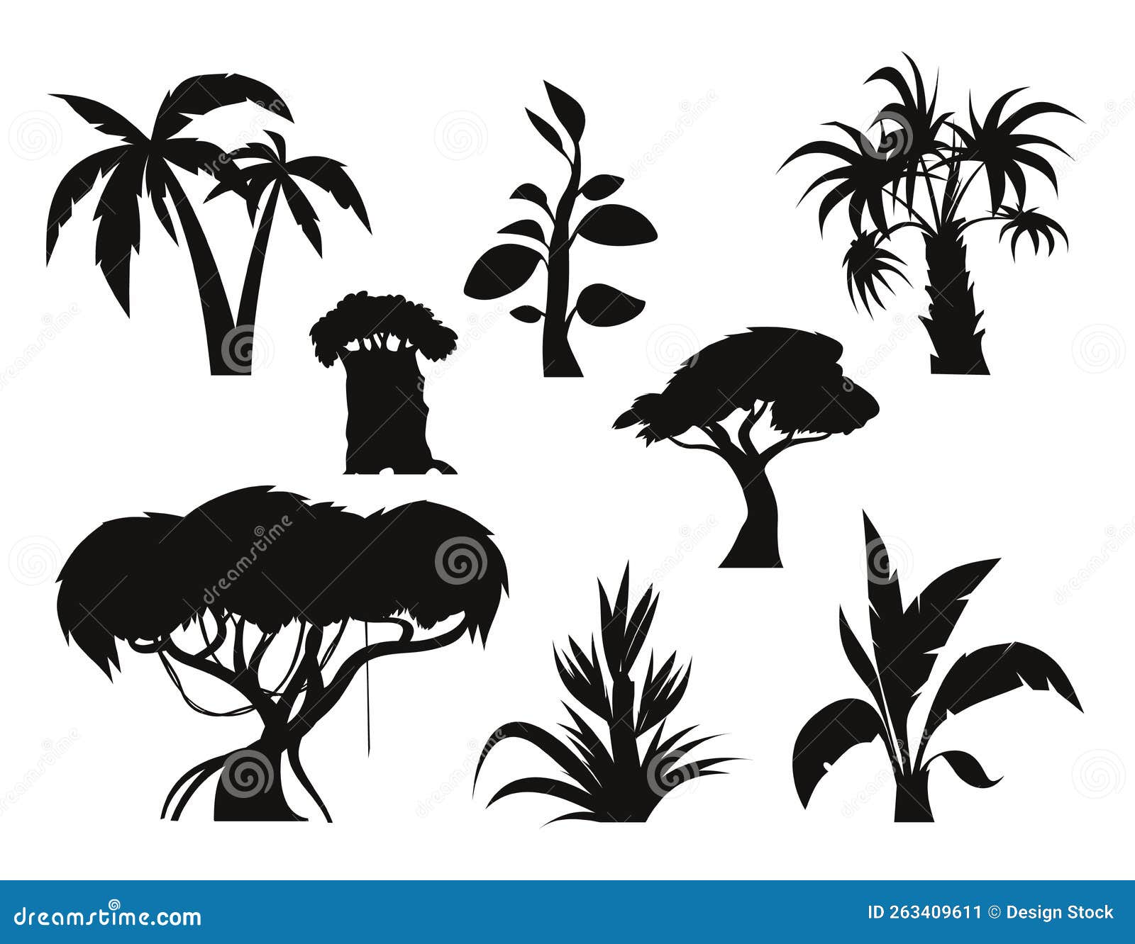 Tropical Rainforest Stock Vector Silhouettes Stock Illustration ...