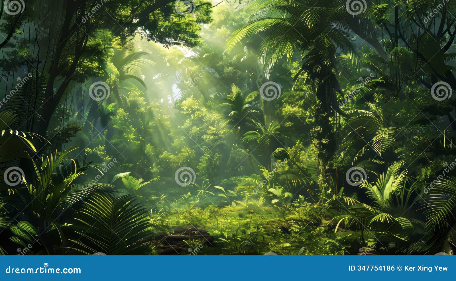 Tropical Rainforest with a Thick Canopy. Stock Illustration ...