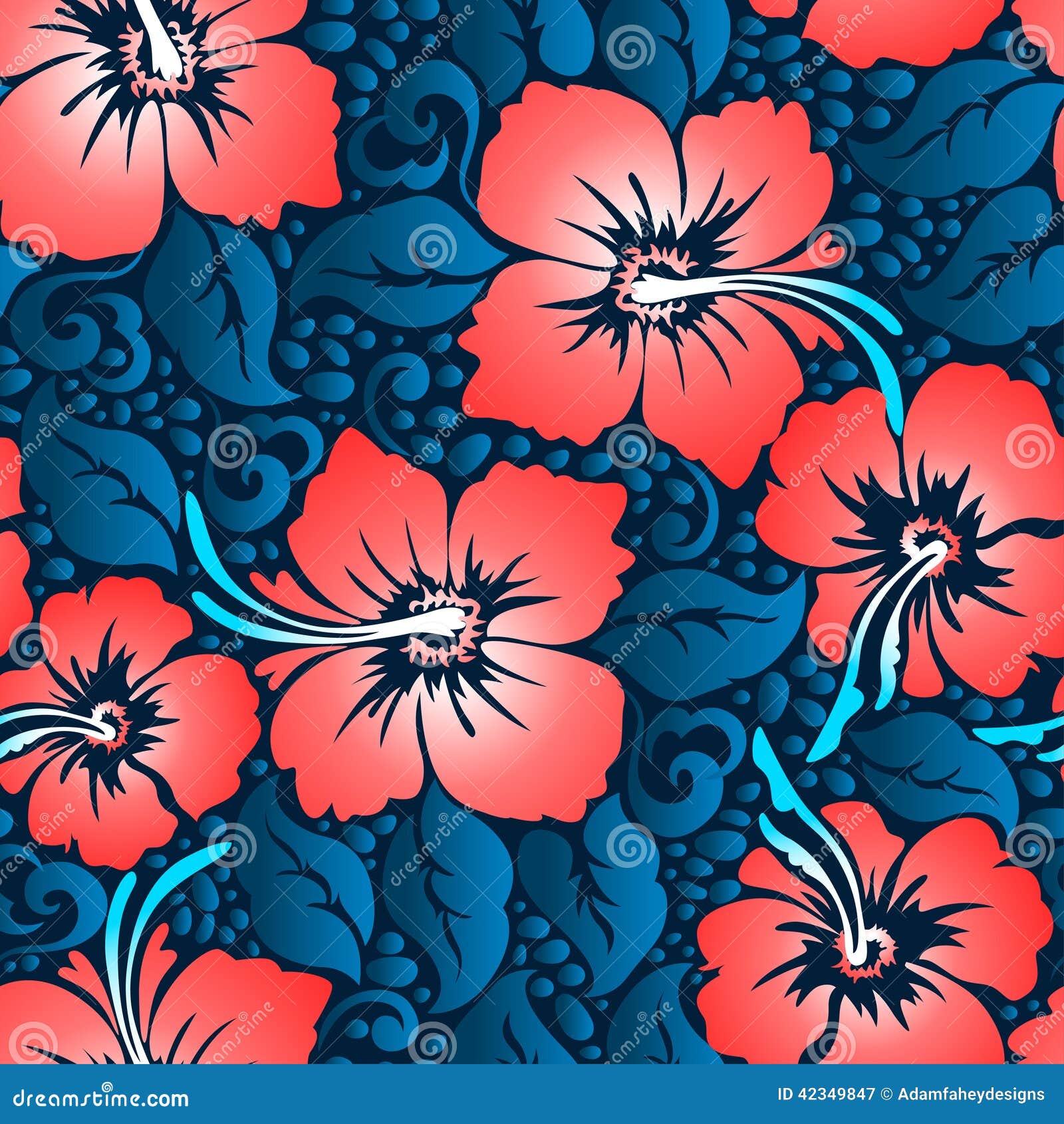 Tropical Red Hibiscus Floral 10 Seamless Pattern Stock Vector ...