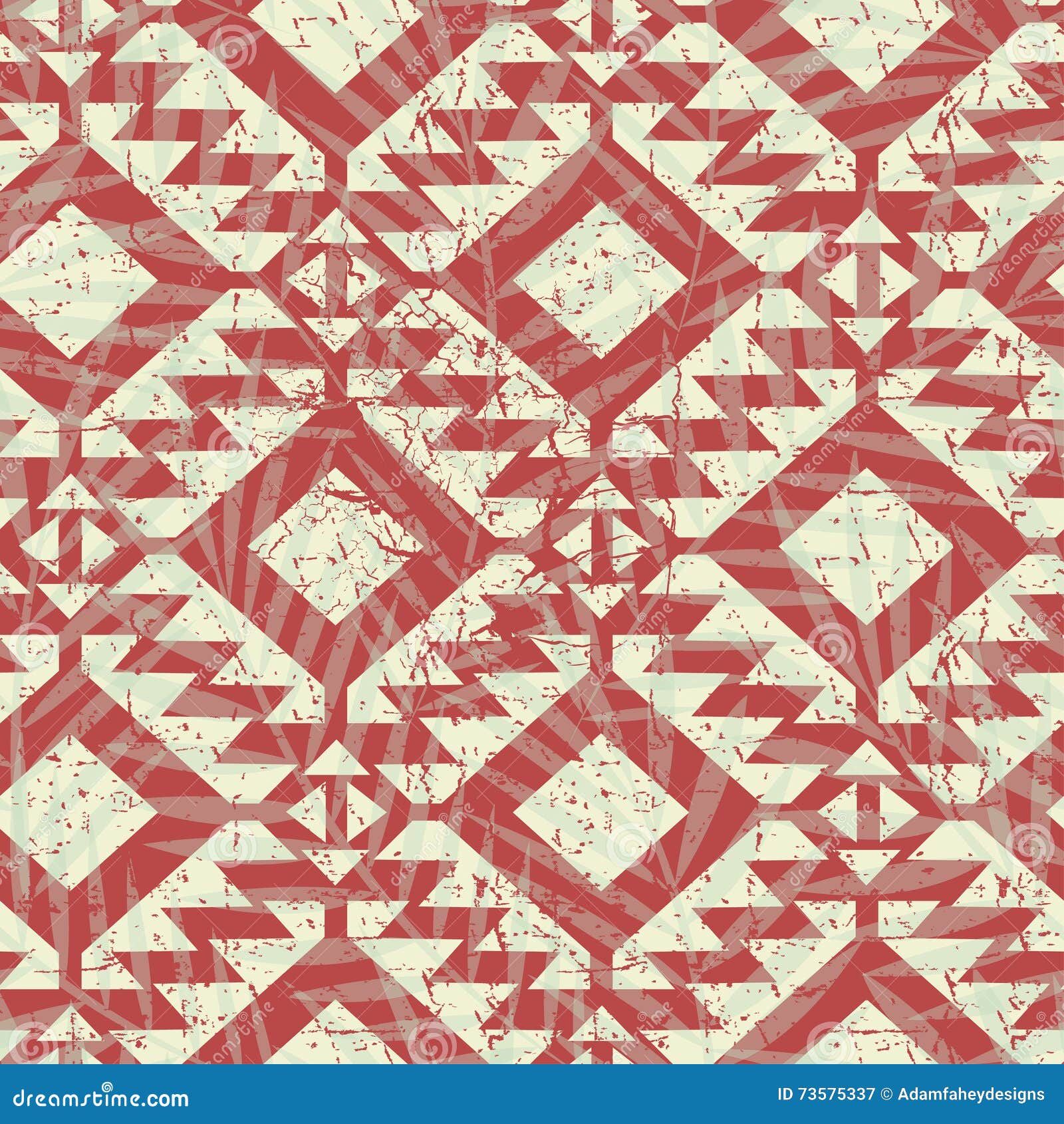 Tropical Red Tribal Palm Tree Leaves Seamless Pattern Stock Vector ...