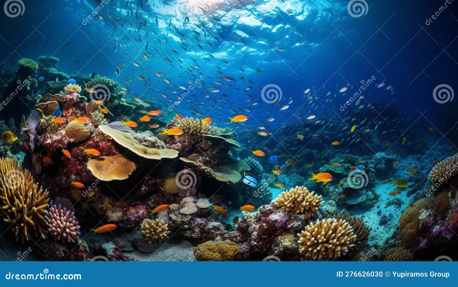 Tropical Reef Teeming with Aquatic Animals Below Generated by AI Stock ...