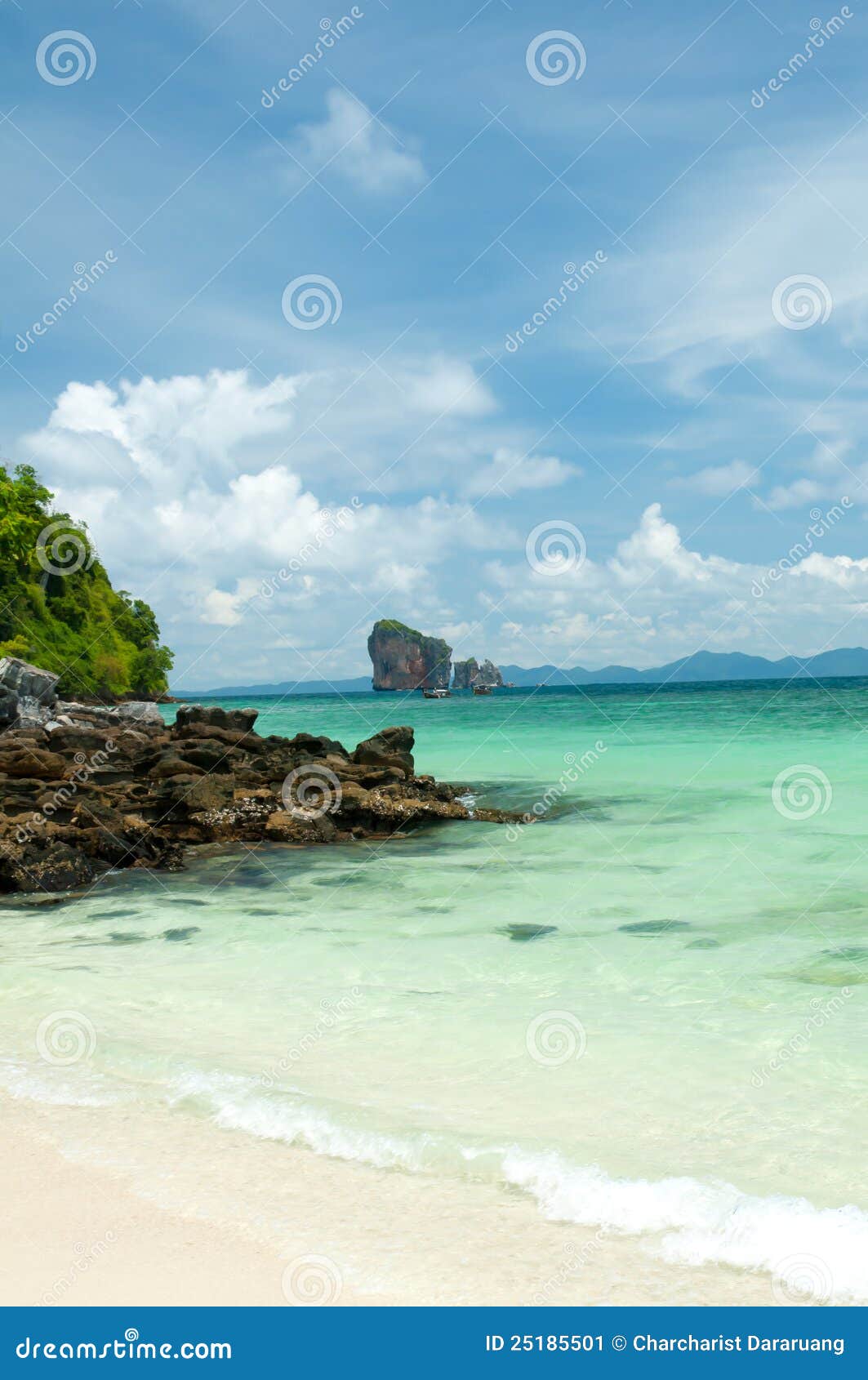 Tropical Remote Island in the Ocean Stock Image - Image of clouds ...