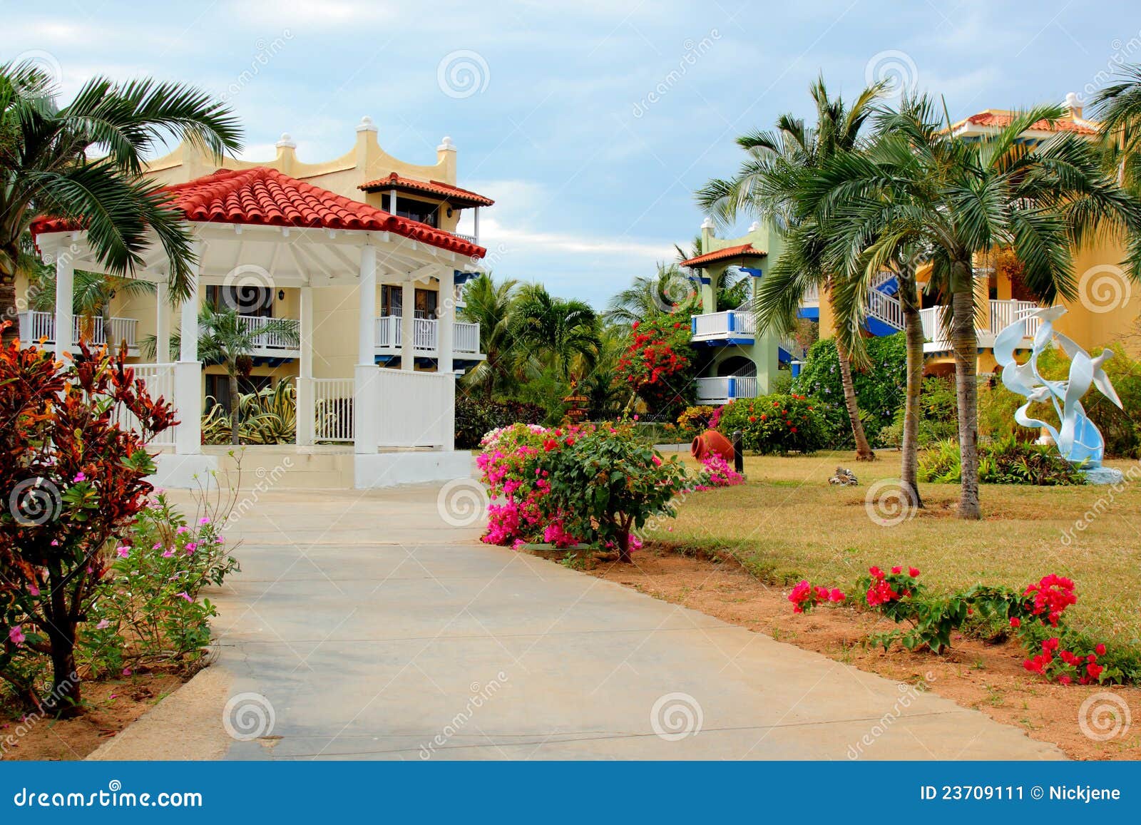 Tropical Resort Gazebo and Gardens Stock Image - Image of pavilion ...