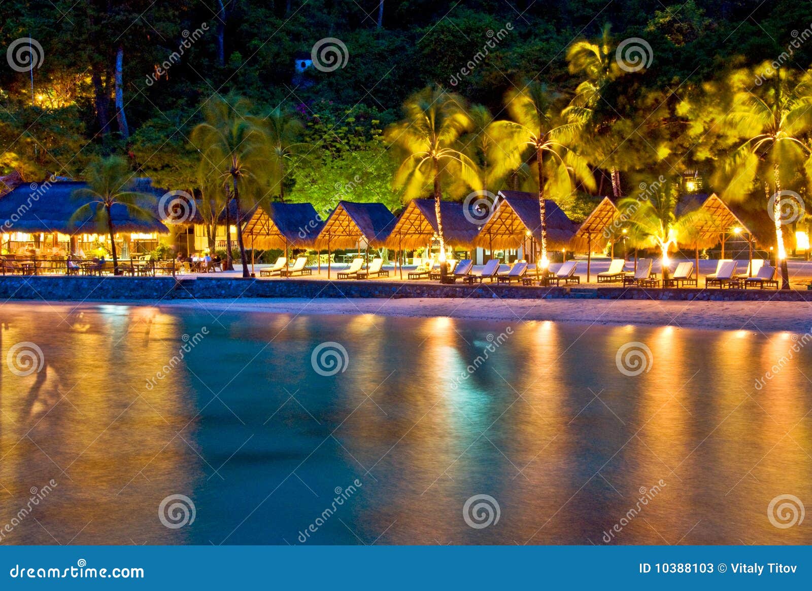 Tropical Resort at Night stock image. Image of island - 10388103