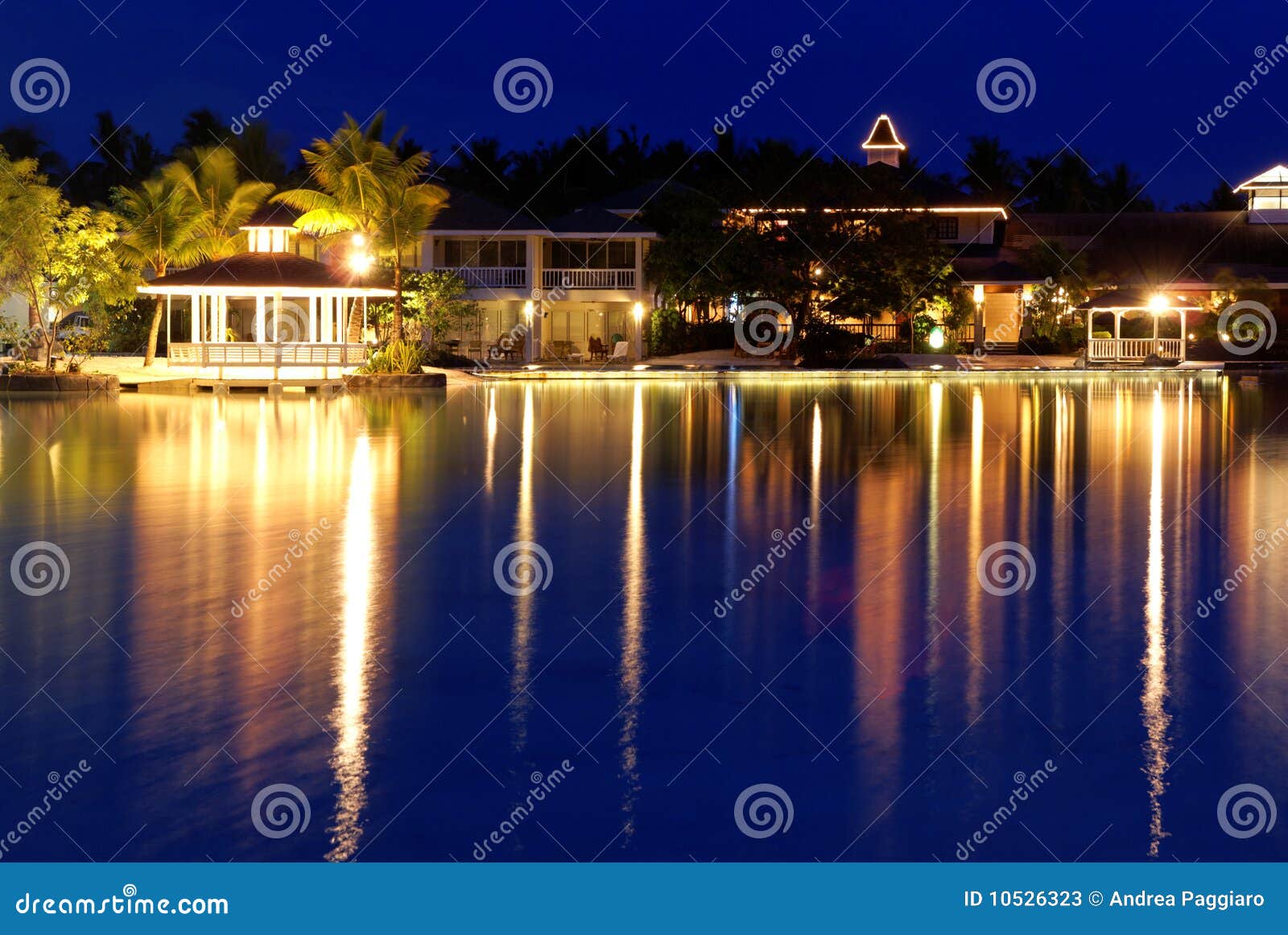 Tropical resort at night stock image. Image of lifestyle - 10526323
