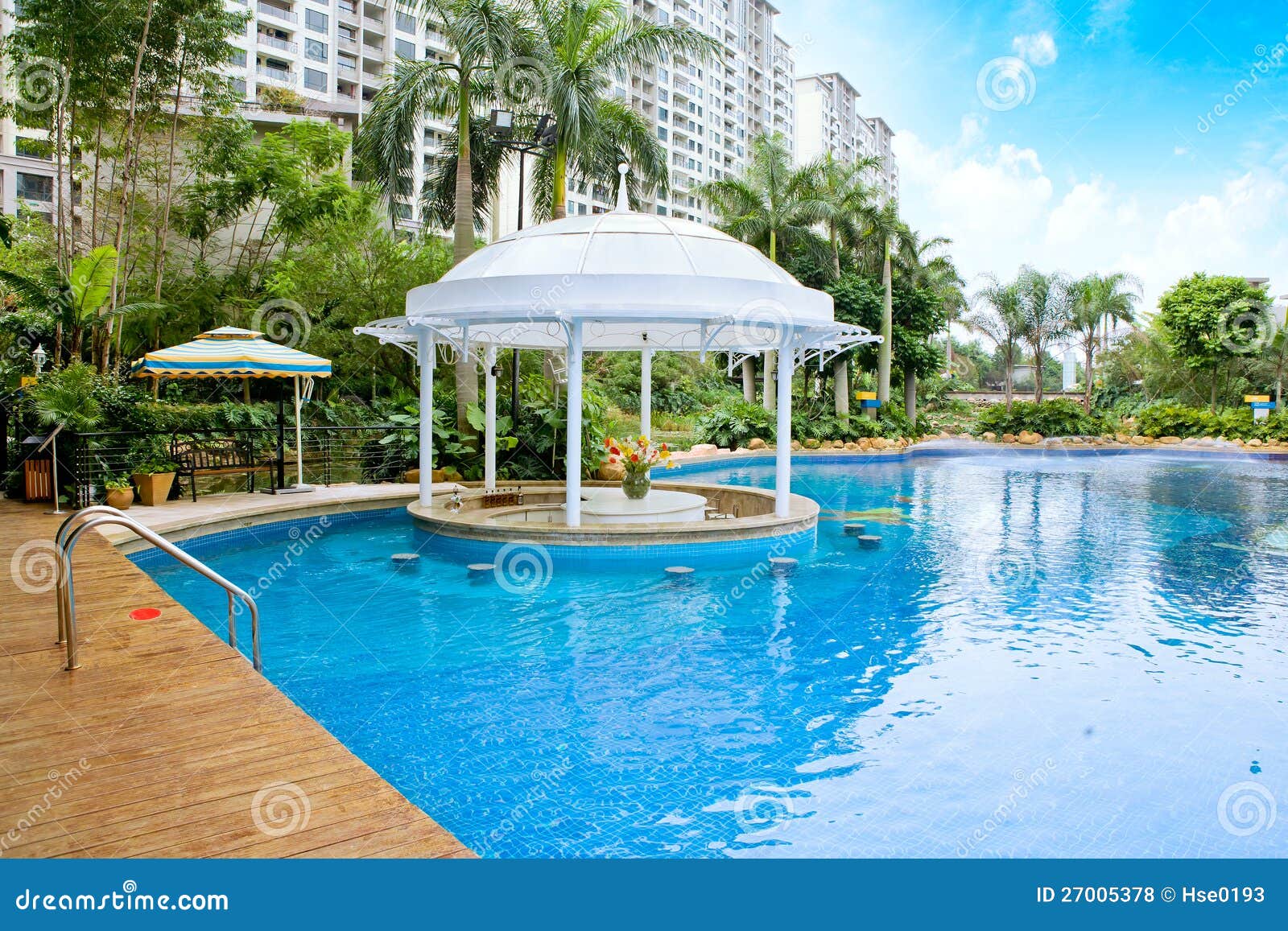 Tropical resort pool stock photo. Image of water, architecture - 27005378