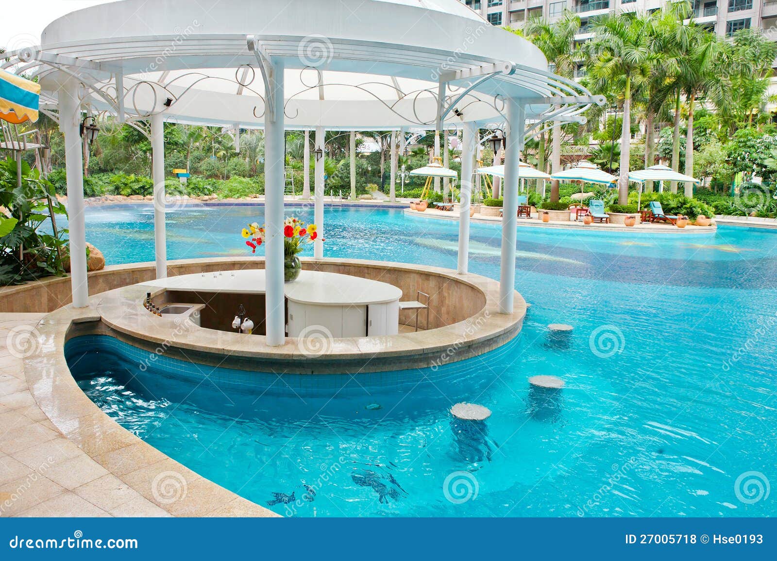 Tropical resort pool stock photo. Image of palm, relaxation - 27005718