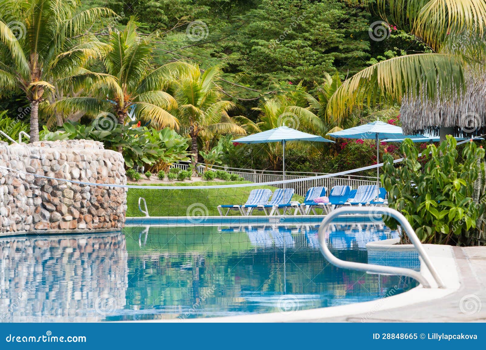 Tropical resort pool. stock image. Image of holiday, swimming - 28848665
