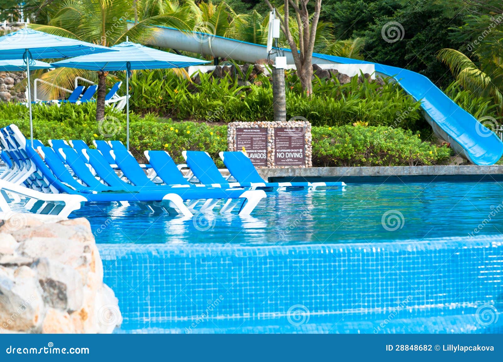 Tropical resort pool. stock photo. Image of hotel, relaxation - 28848682