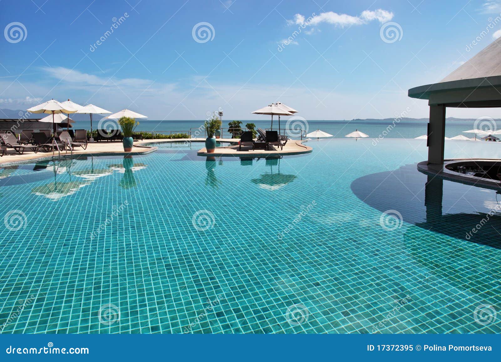 Tropical Resort. Poolside and Sea View Stock Image - Image of abstract ...