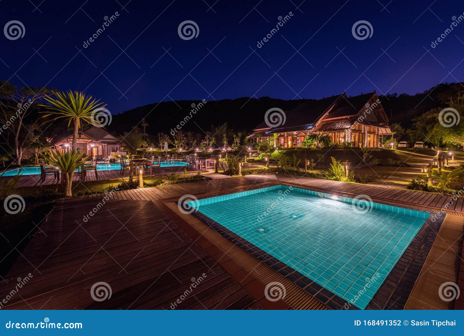 Tropical Resort with Swimming Pool Stock Photo - Image of outdoor ...