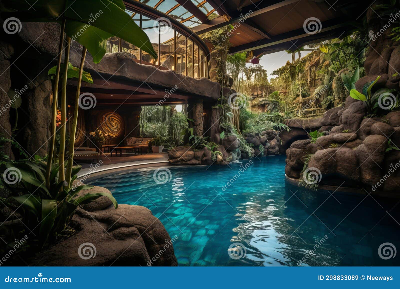 Tropical Resort with Waterfall Pool - AI Generated Stock Image - Image ...