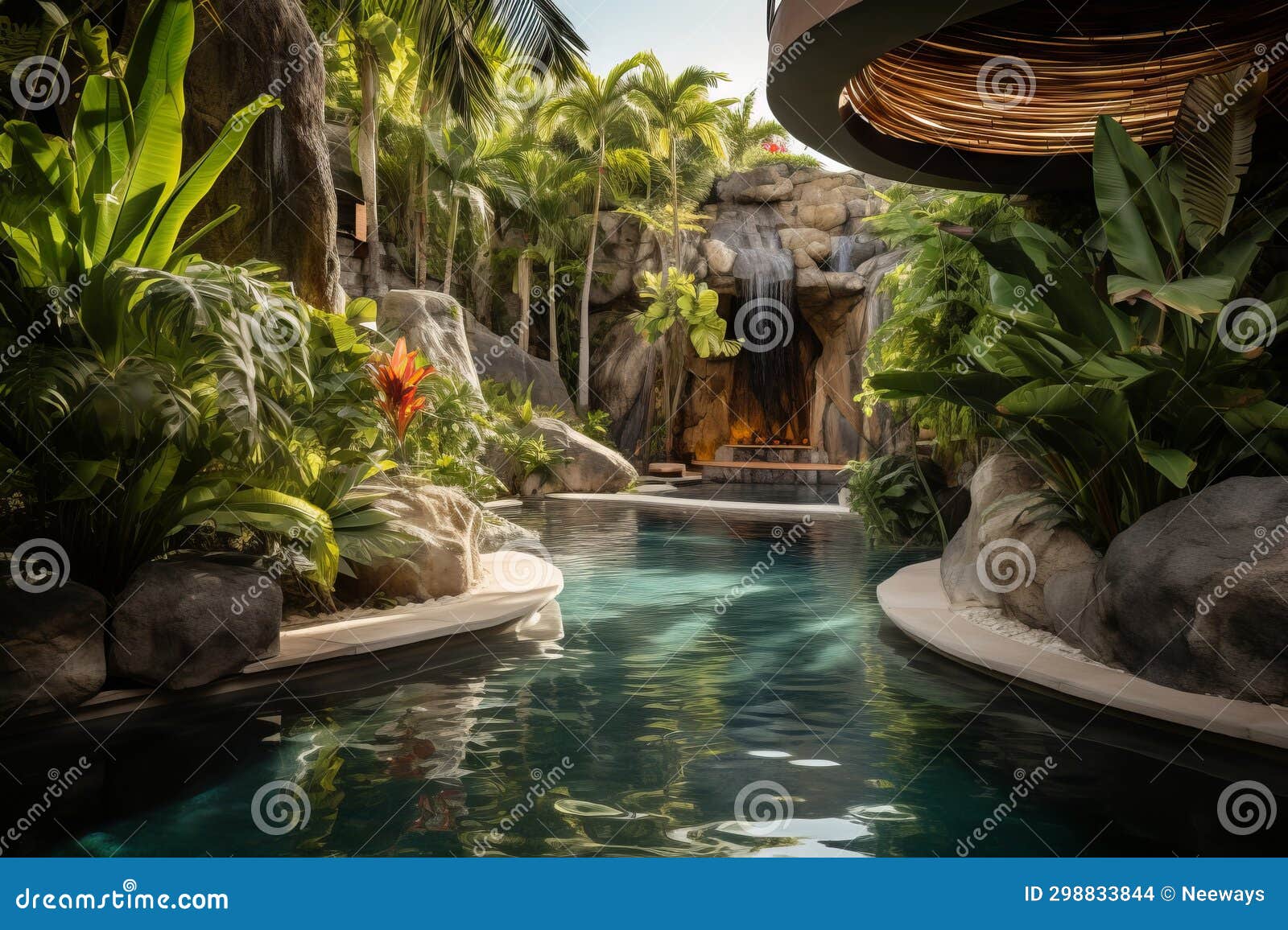 Tropical Resort with Waterfall Pool - AI Generated Stock Photo - Image ...