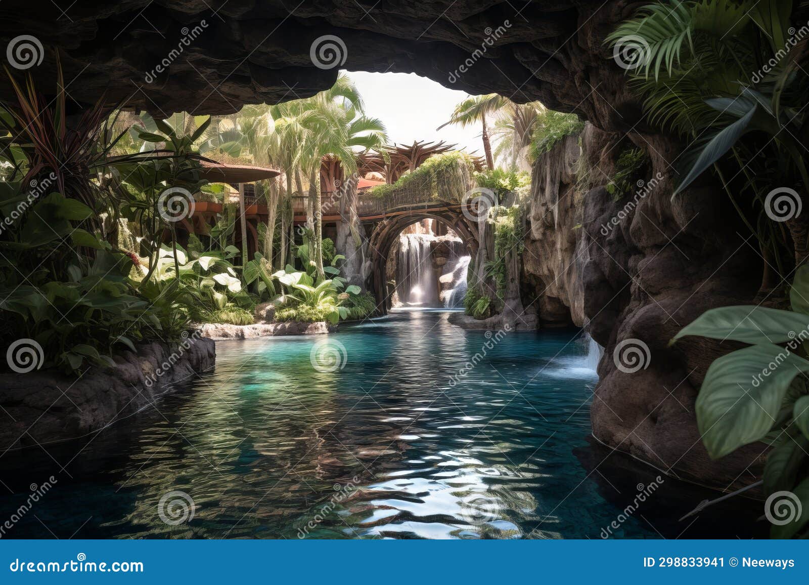 Tropical Resort with Waterfall Pool - AI Generated Stock Image - Image ...