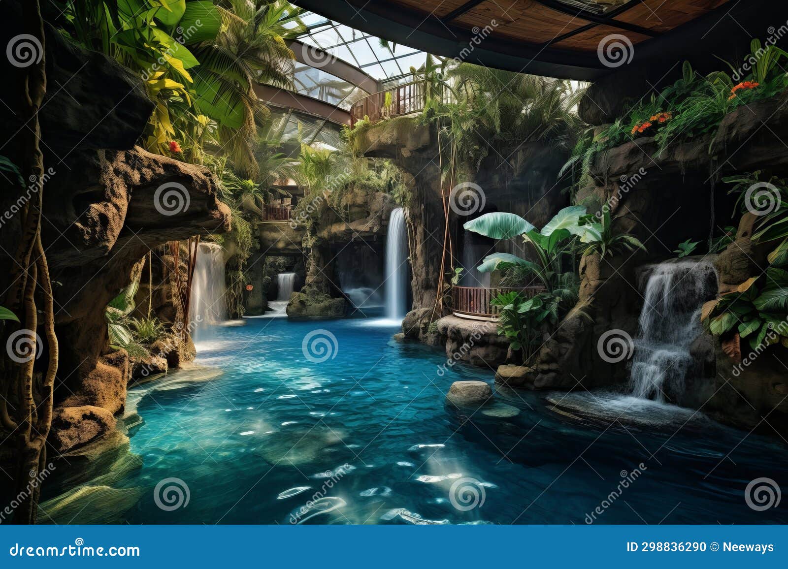 Tropical Resort with Waterfall Pool - AI Generated Stock Photo - Image ...