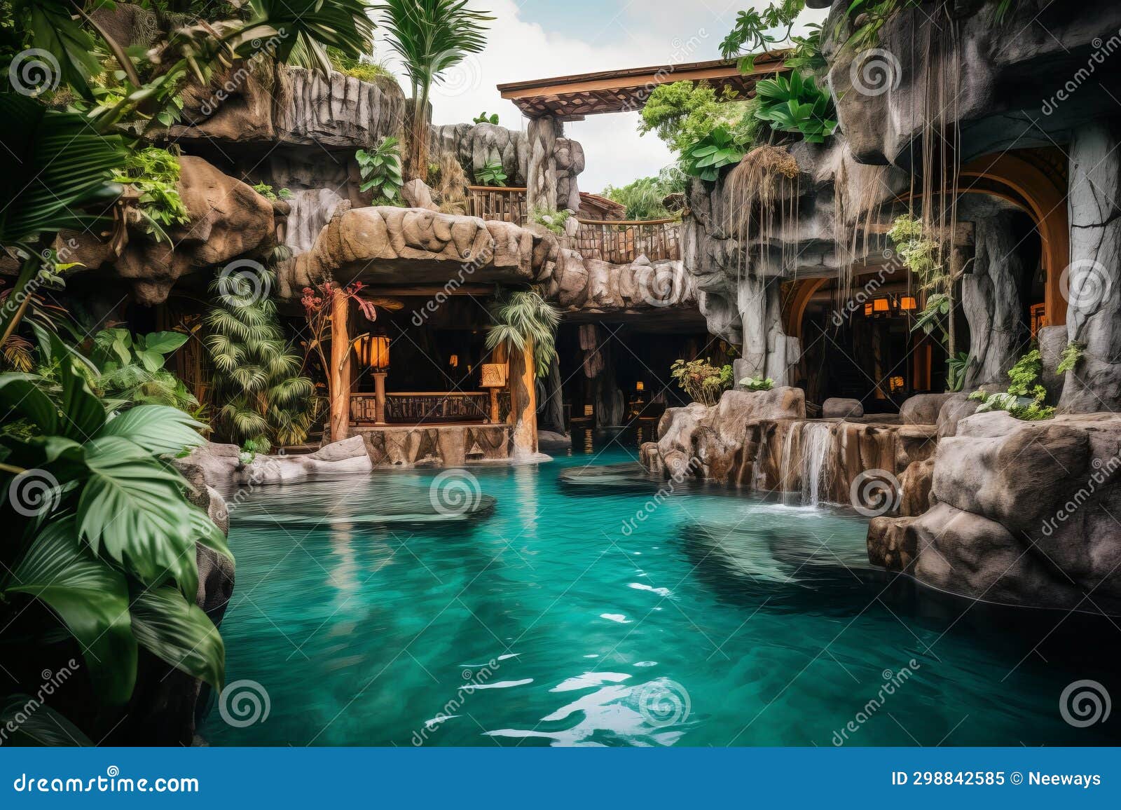 Tropical Resort with Waterfall Pool - AI Generated Stock Image - Image ...