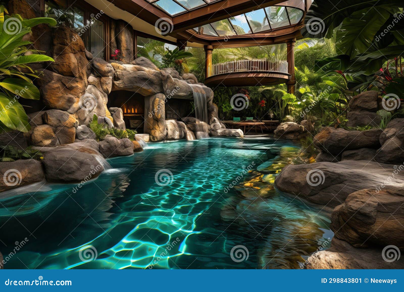 Tropical Resort with Waterfall Pool - AI Generated Stock Image - Image ...