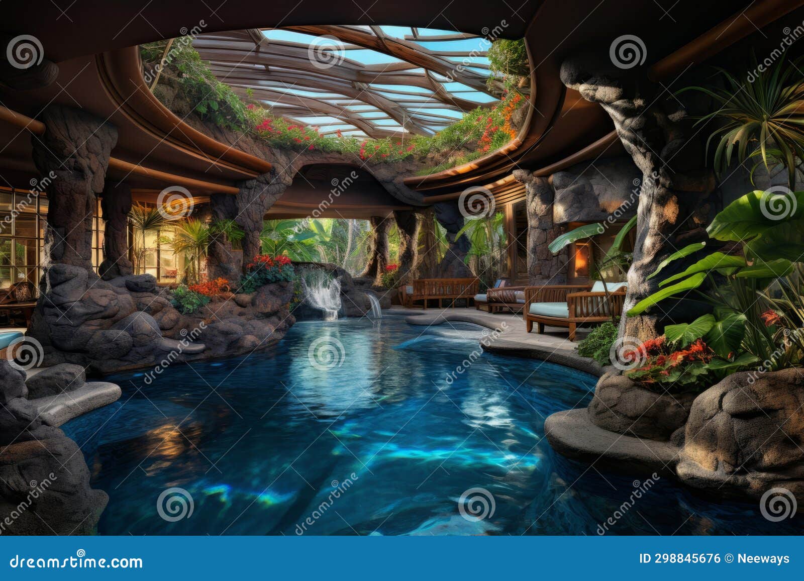 Tropical Resort with Waterfall Pool - AI Generated Stock Photo - Image ...