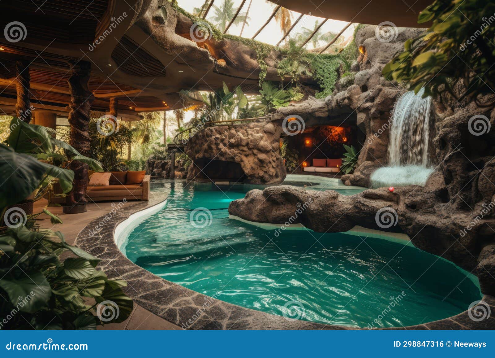 Tropical Resort with Waterfall Pool - AI Generated Stock Photo - Image ...