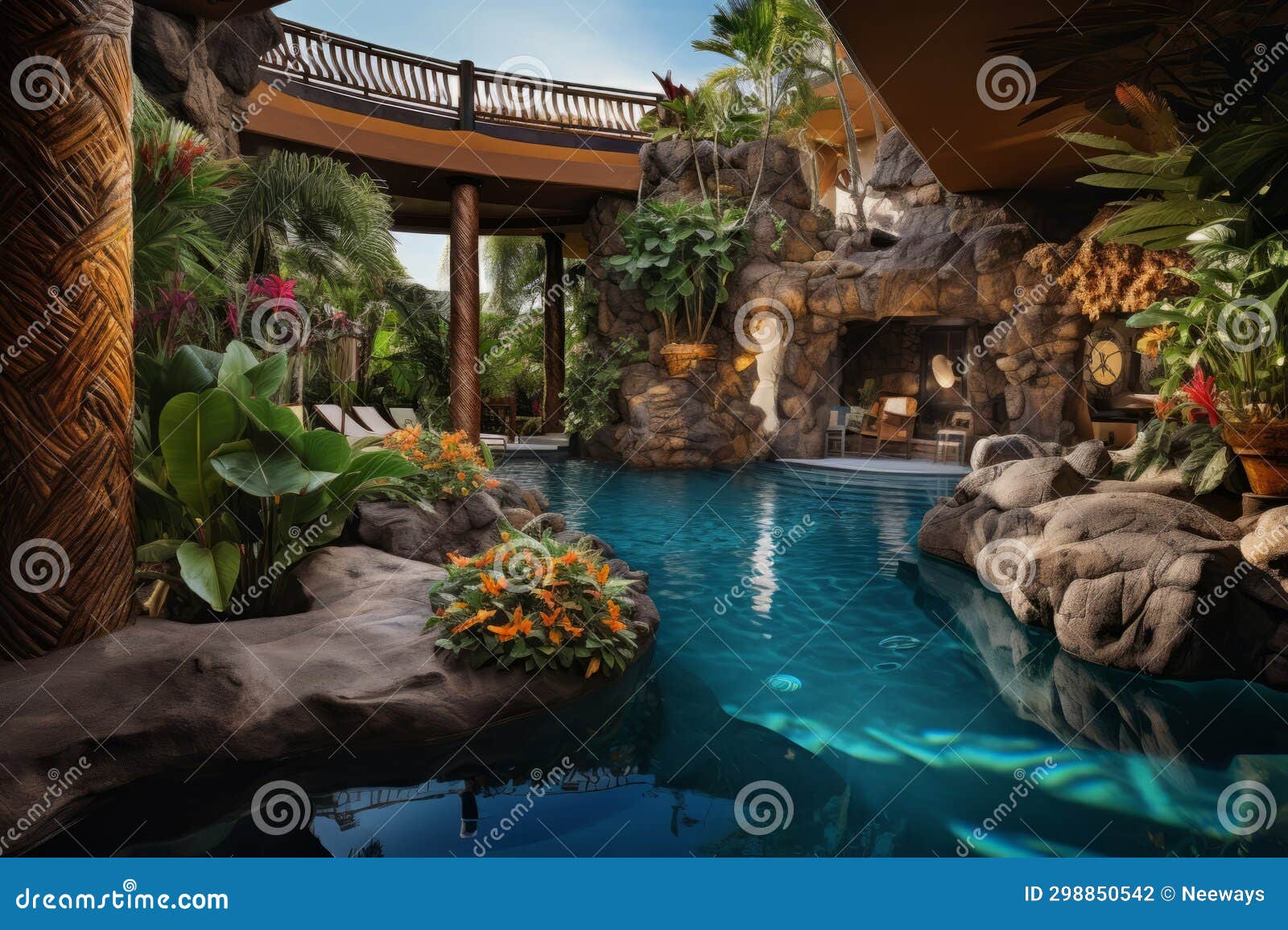 Tropical Resort with Waterfall Pool - AI Generated Stock Photo - Image ...