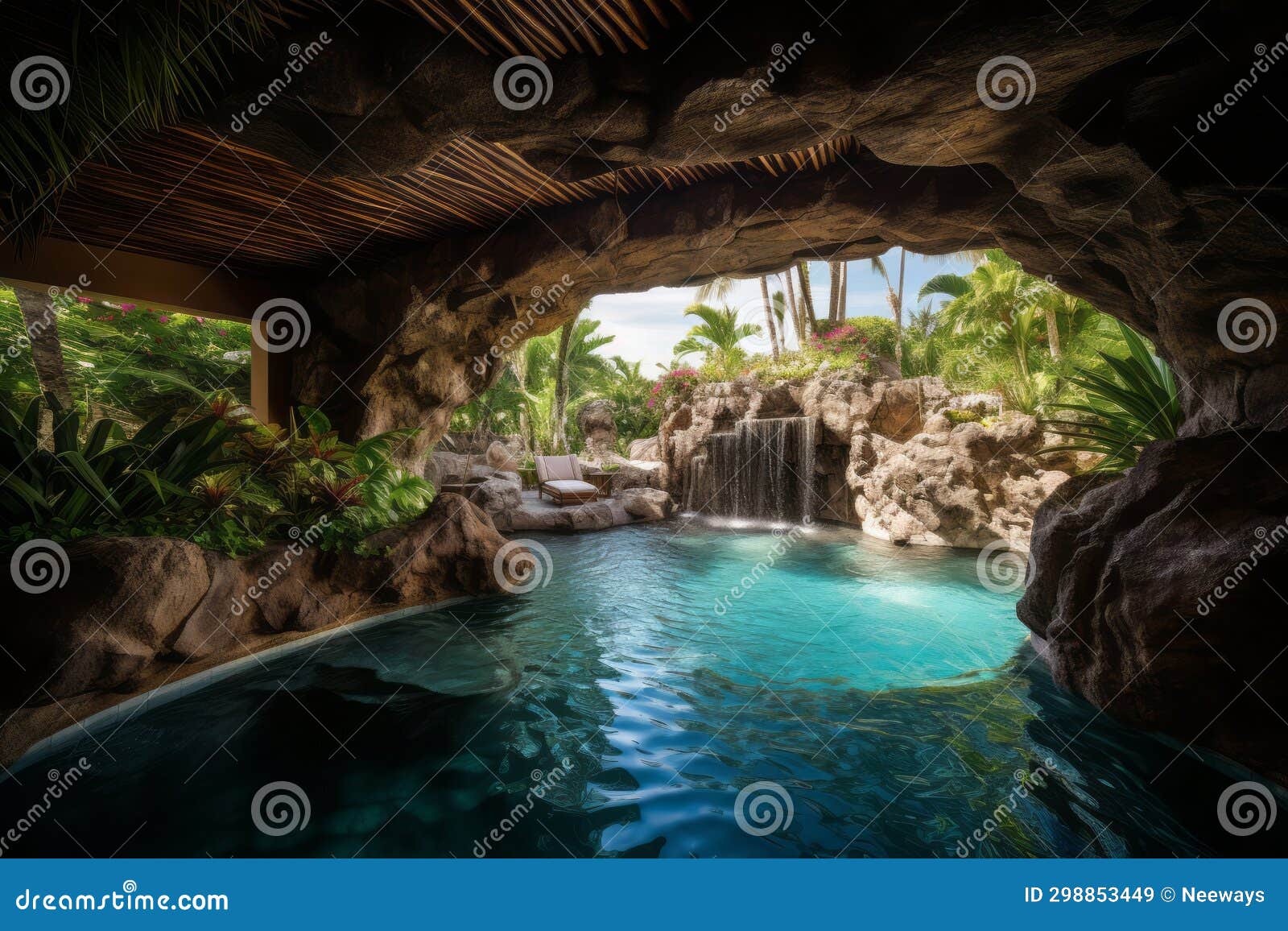 Tropical Resort with Waterfall Pool - AI Generated Stock Image - Image ...