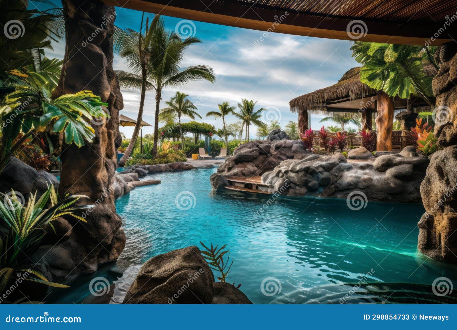 Tropical Resort with Waterfall Pool - AI Generated Stock Image - Image ...