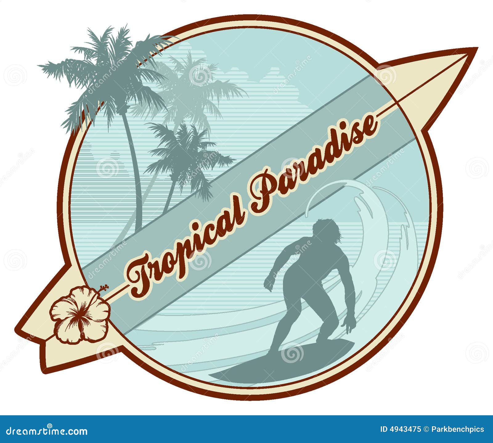 Tropical retro-surf stock vector. Illustration of surfer - 4943475