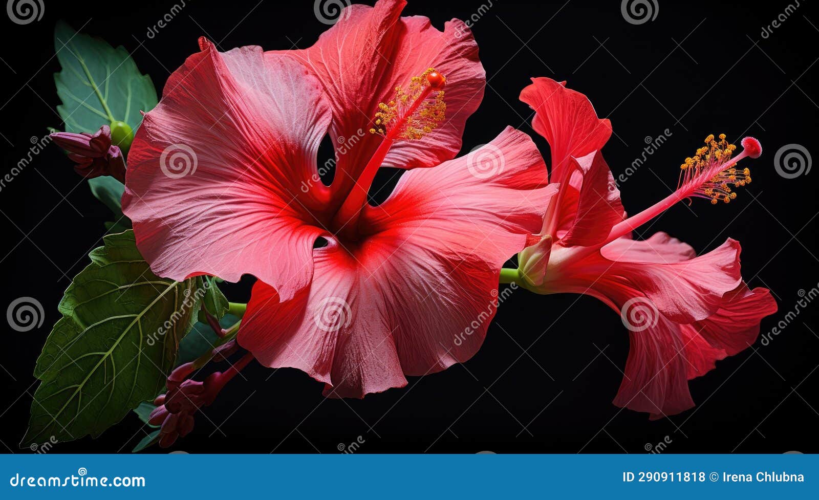 Tropical Rose Hibiscus Flower Stock Illustration - Illustration of ...