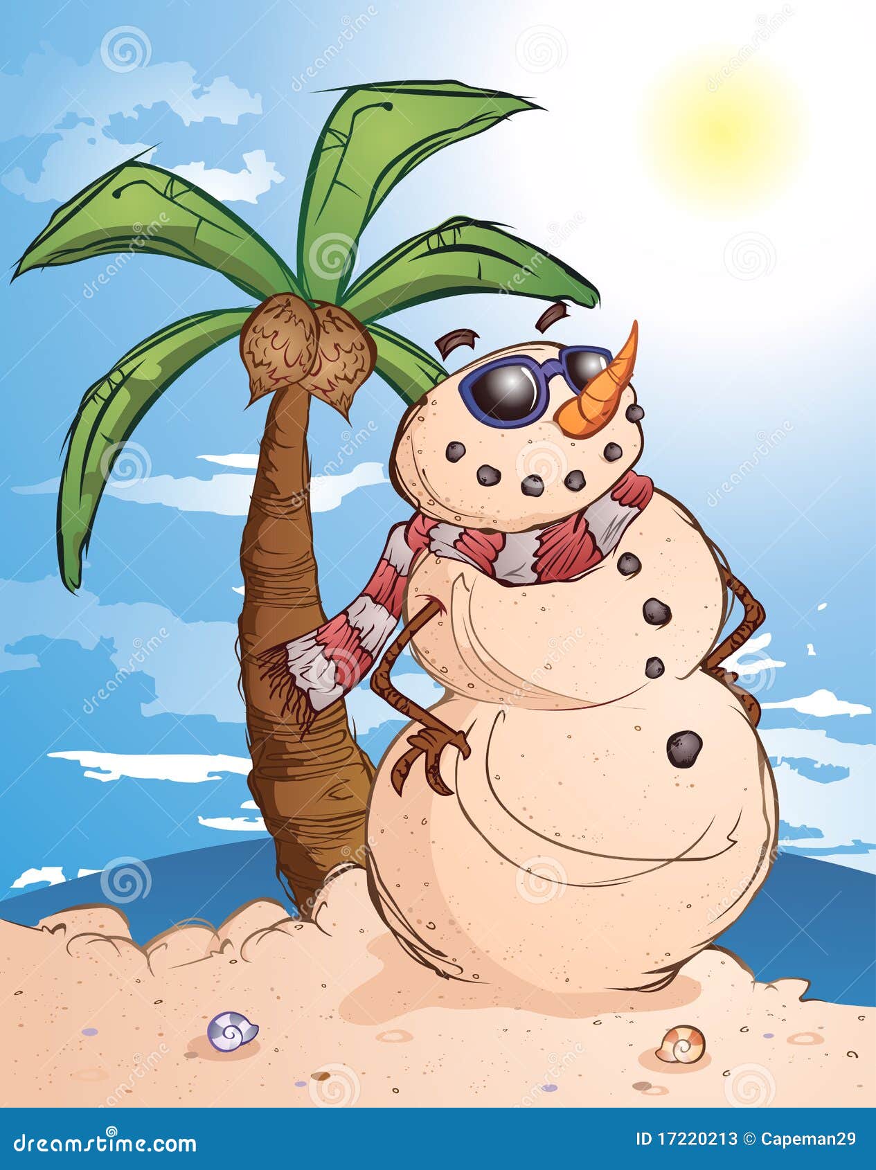 Tropical Sand Snow Man stock vector. Illustration of holiday - 17220213