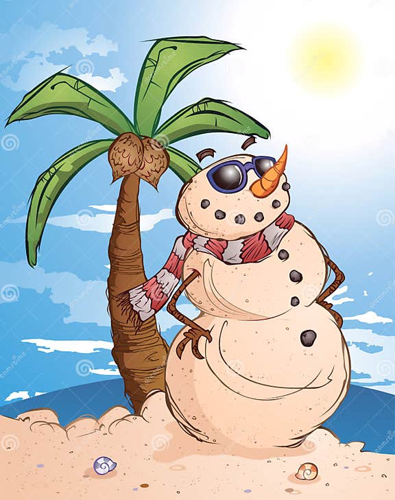 Tropical Sand Snow Man stock vector. Illustration of holiday - 17220213