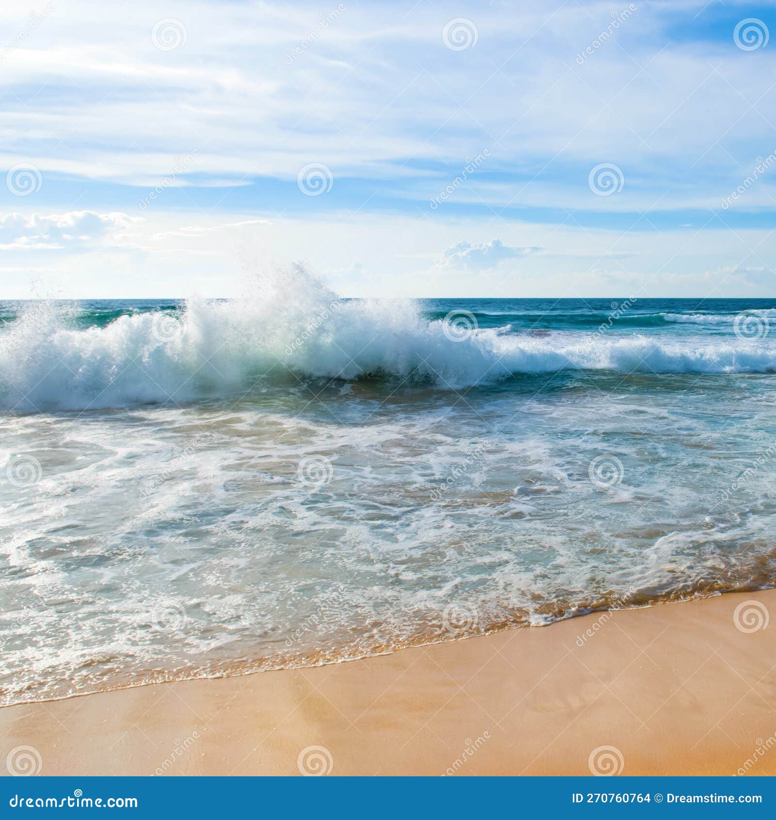 Tropical Sandy Beach with Big Waves Stock Photo - Image of white, beach ...