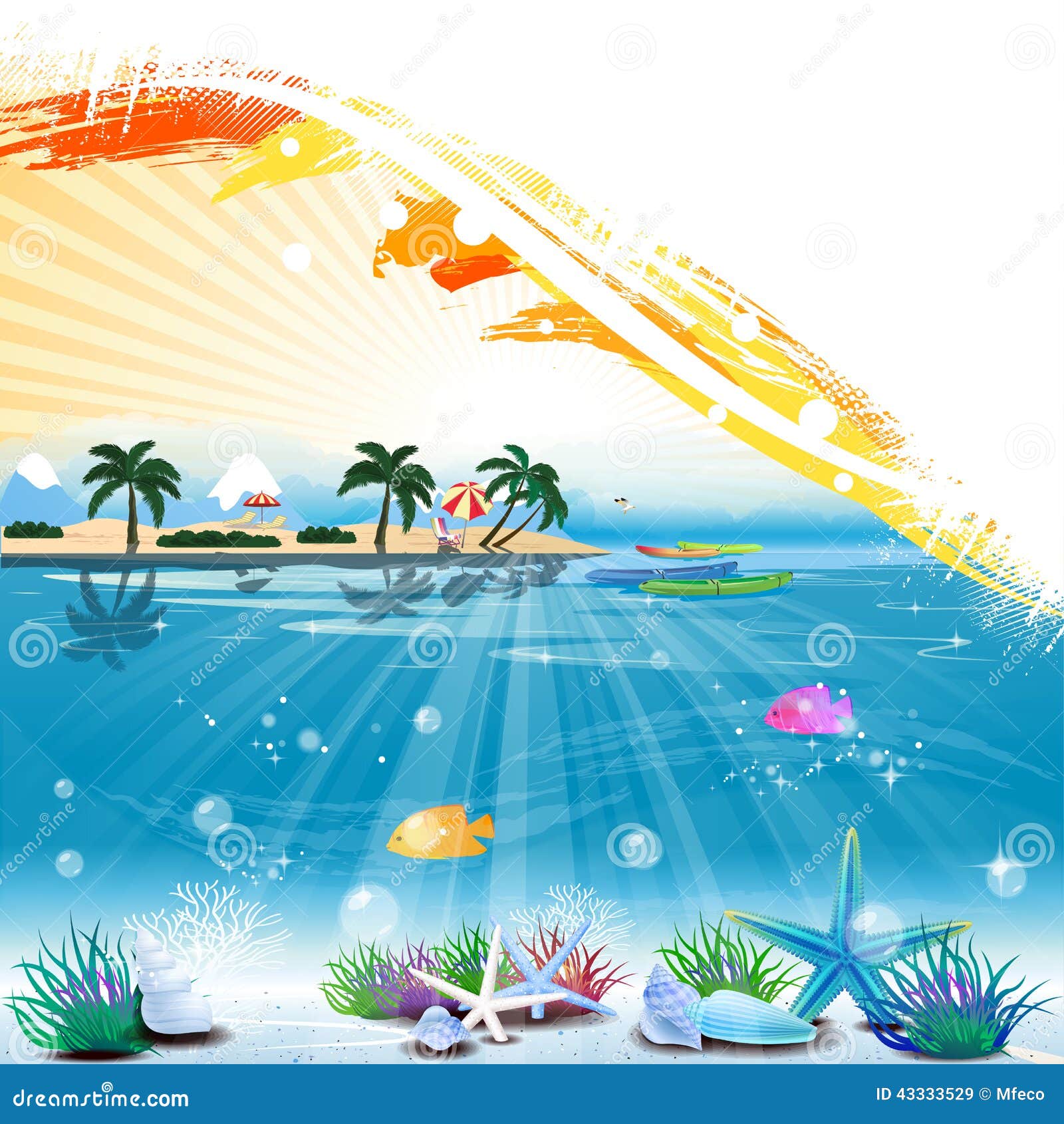 Tropical Scene with Underwater Life and Text Place Stock Vector ...