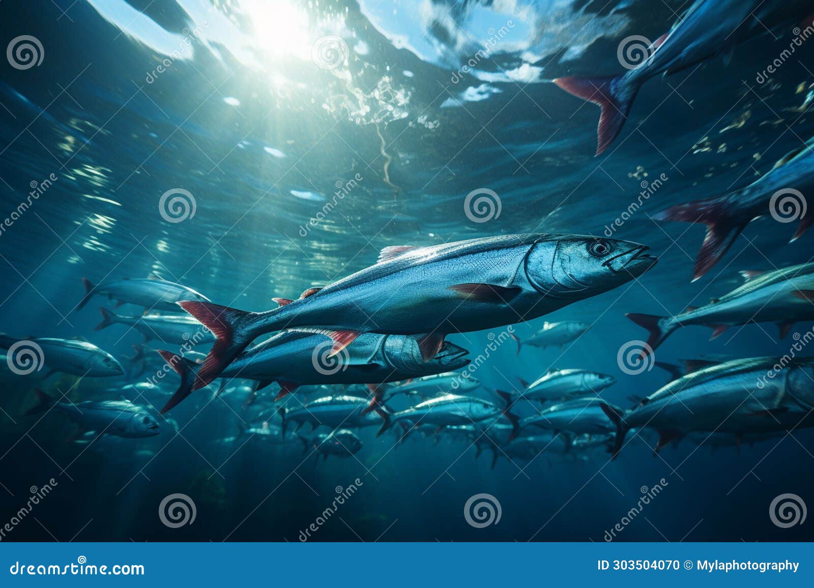 Tropical School of Fish in Dark Deep Ocean Stock Illustration ...