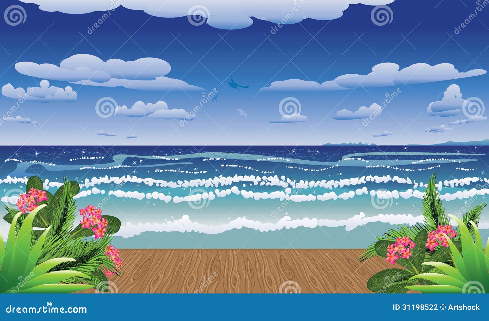 Tropical sea and jetty stock vector. Illustration of paradise - 31198522