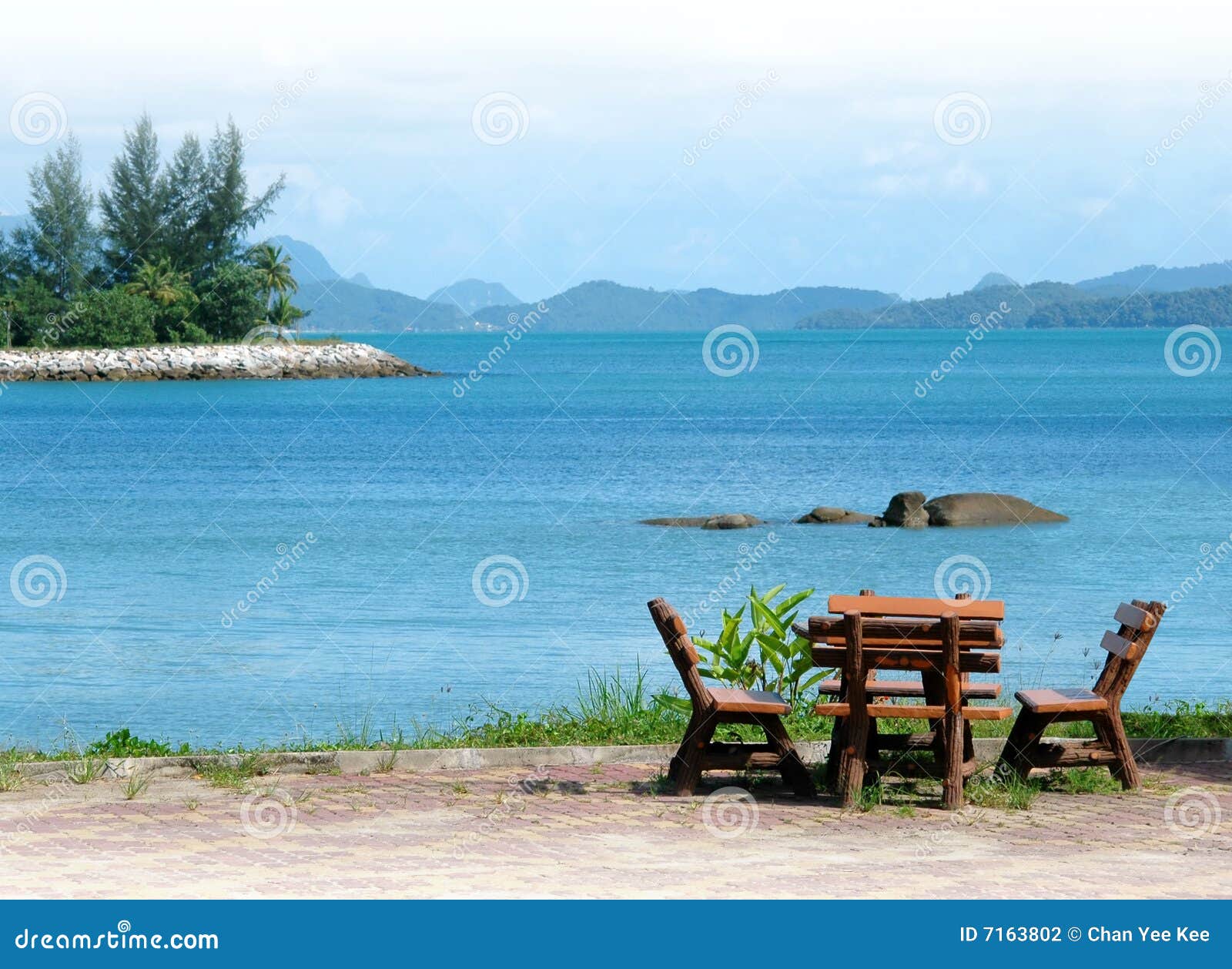 Tropical Sea with the Rest Place Stock Photo - Image of frond, tourism ...