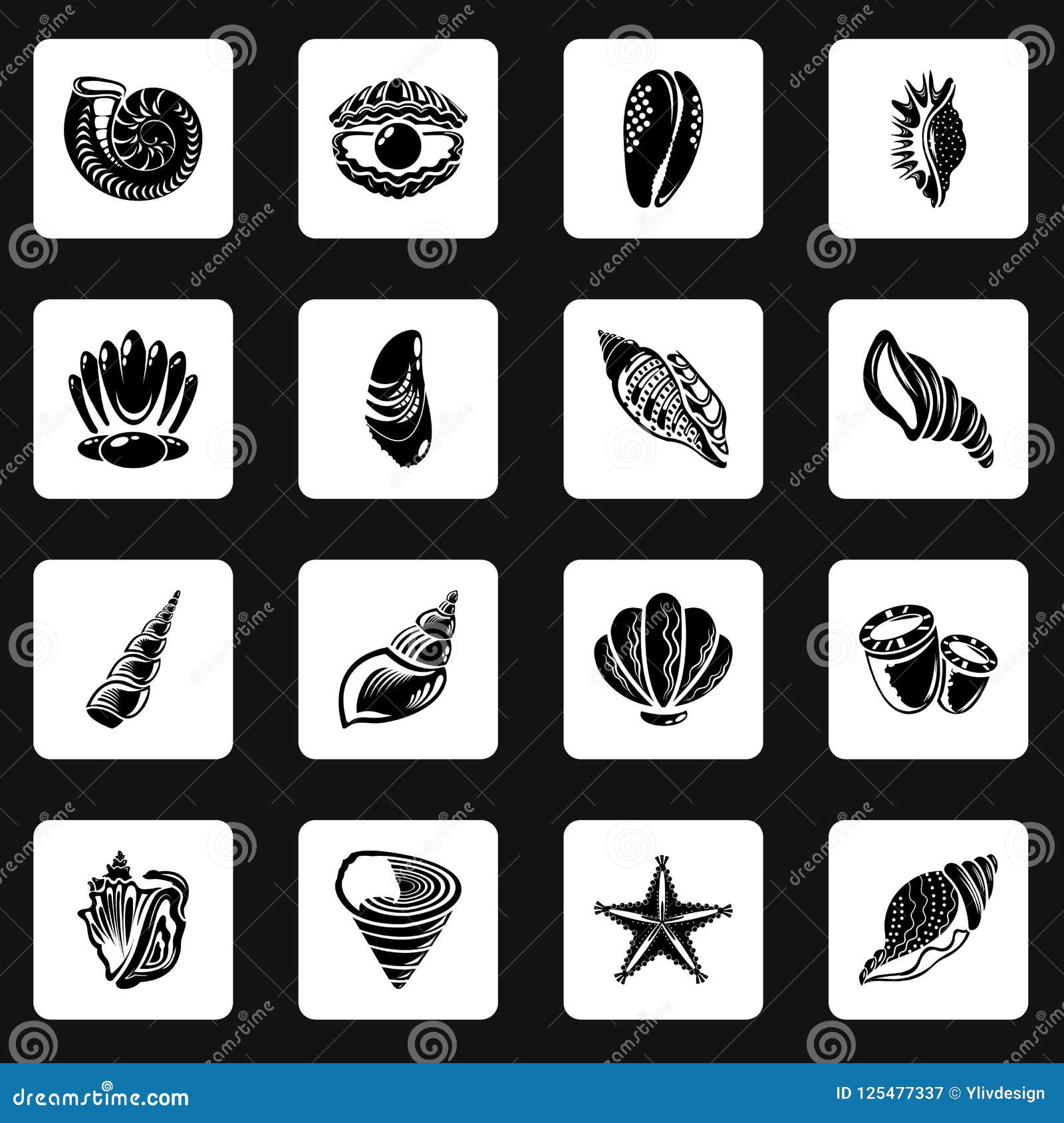 Tropical Sea Shell Icons Set, Simple Style Stock Illustration ...