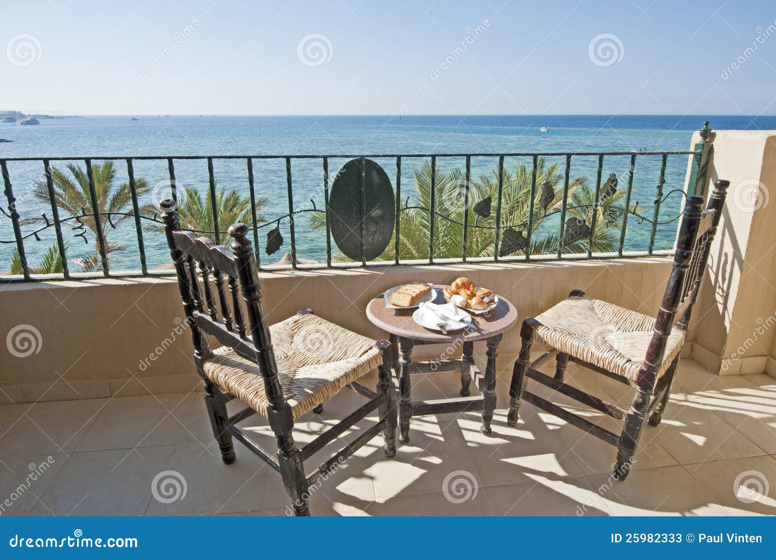 Tropical Sea View from a Balcony Stock Image - Image of tourism, table ...