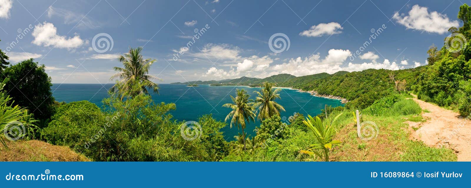 Tropical Sea View from a Hillside Stock Photo - Image of scenics ...