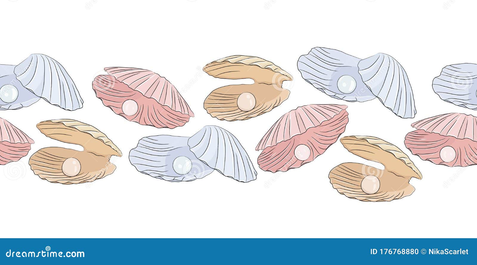 Sea shell border stock vector. Illustration of background - 176768880