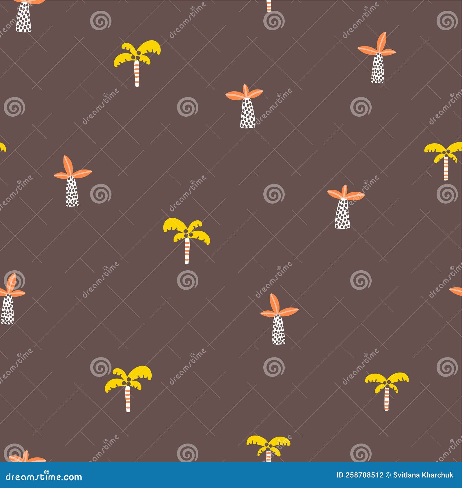 Tropical Seamless Minimalistic Pattern with Different Plants. Cute ...