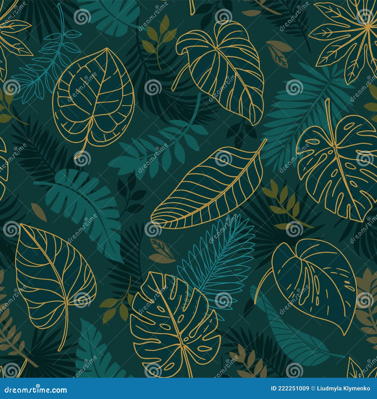 Tropical Seamless Pattern with Exotic Leaves. Stock Vector ...