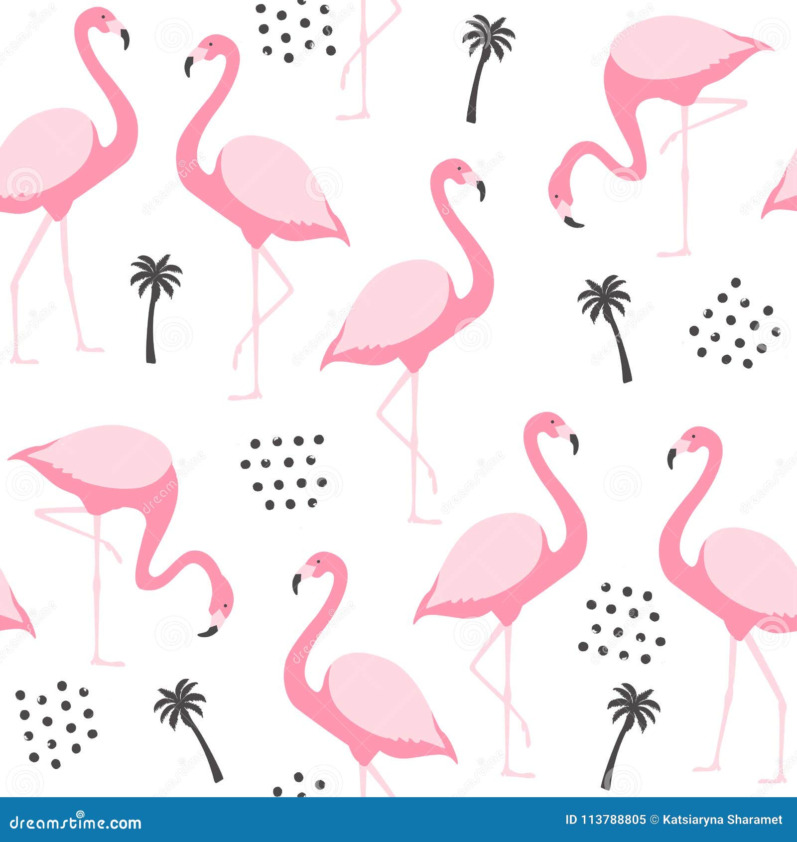 Tropical Seamless Pattern with Flamingo and Exotic Leaves. Stock Vector ... Tropical Seamless Pattern with Flamingo and Exotic Leaves. Stock Vector ...