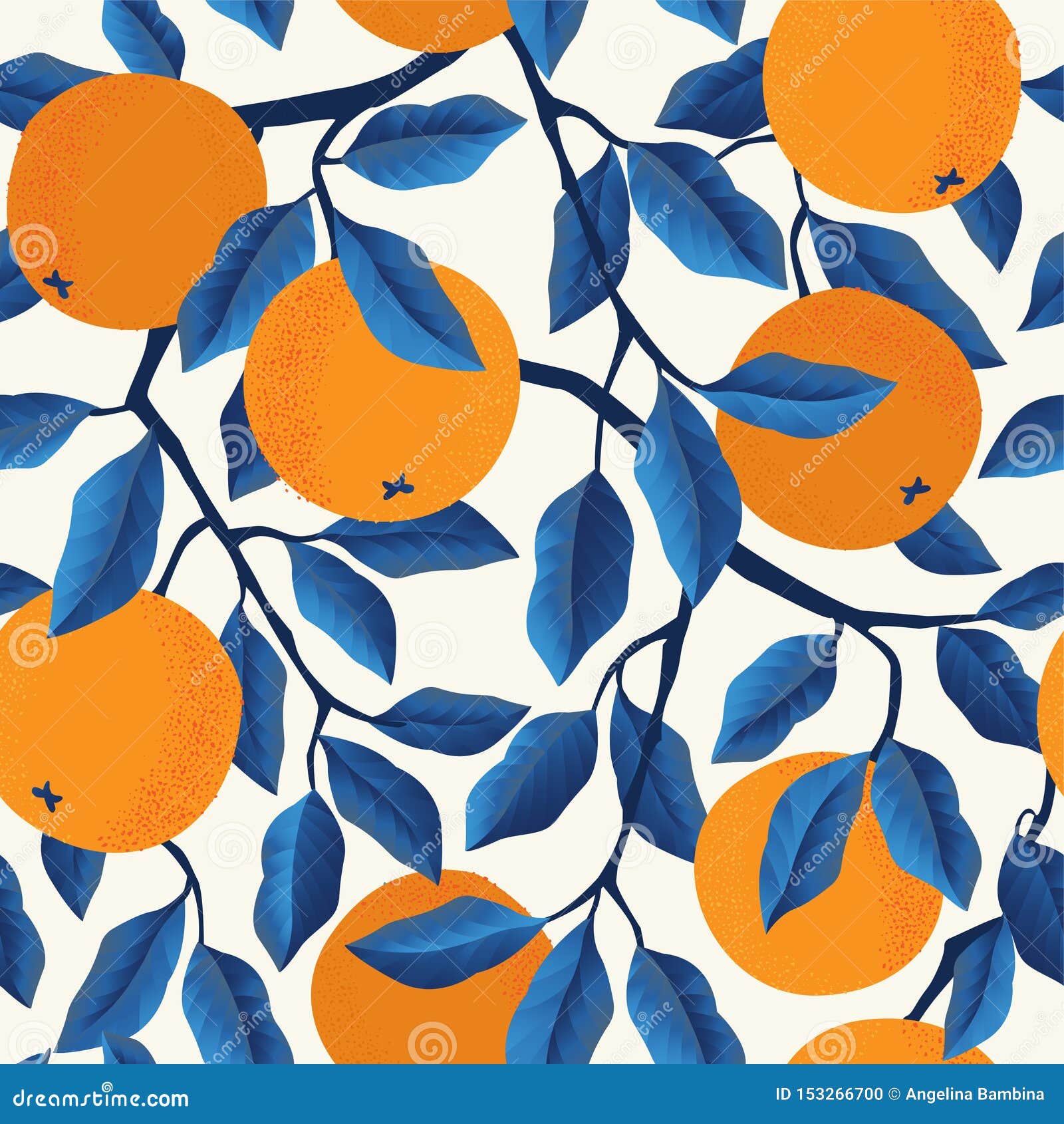 Tropical Seamless Pattern with Oranges. Fruit Repeated Background. Vector Bright Print for ...